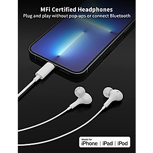 Headphones for Apple iPhone 13 14 Pro Max 12 Mini 11 XR SE3, MFi Certified Magnetic Wired Earbuds HiFi Stereo with Lightning Connector Noise Canceling in Ear Earphones with Microphone in-Ear Headsets