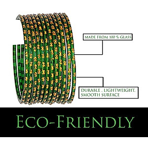 JD'Z COLLECTION Glass Bangles For Women, Indian Traditional Jewelry Glass Bangles Set for Ethnic Daily Wear, Bollywood Bridal Bangles for Indian Marriage (Set of 12-2.8) - Green