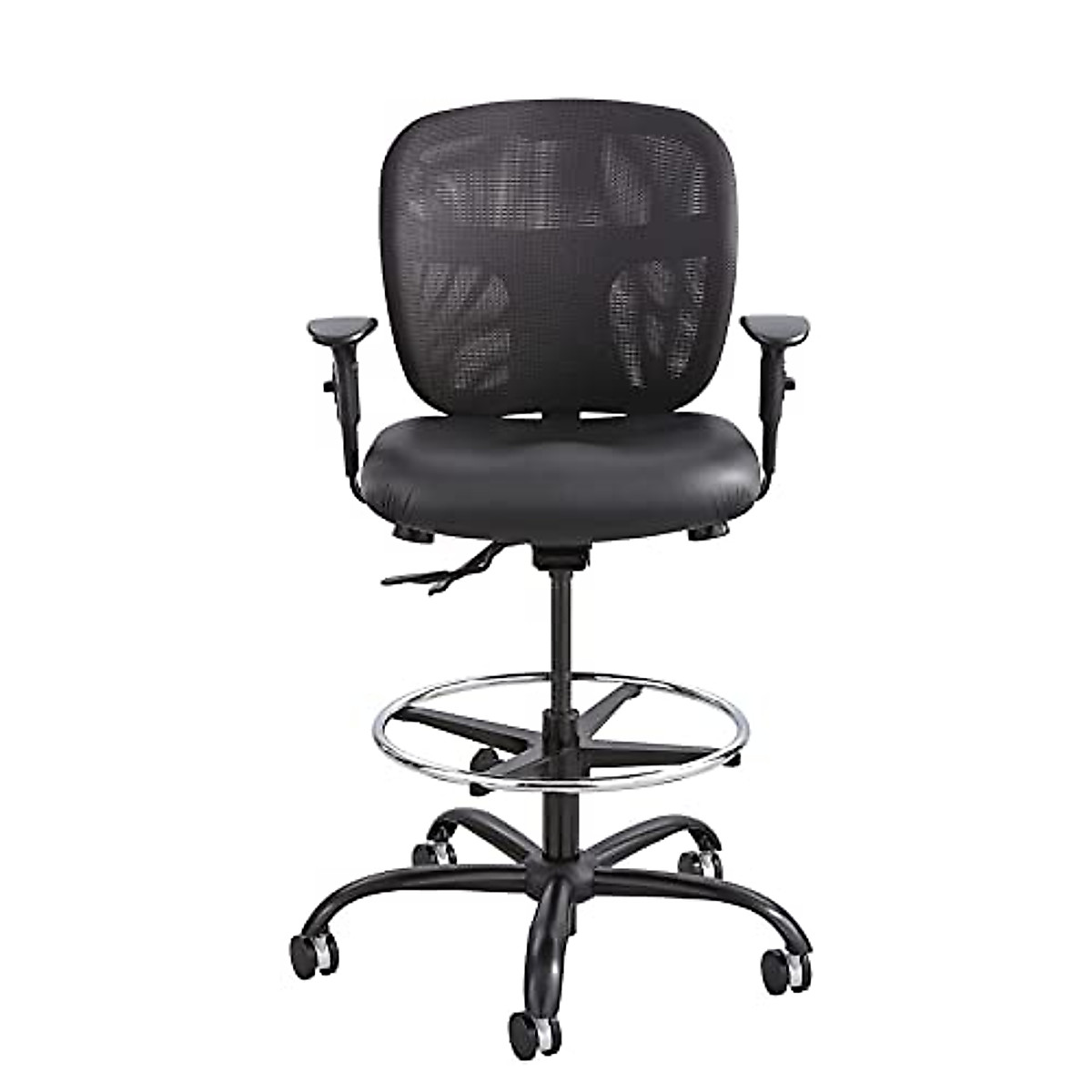 Safco Products Vue Heavy Duty Stool 3394BV, 24-7 Rated, 350 lbs Capacity, Ergonomic Mesh Back, 360° Swivel Seat, 5-Star Base