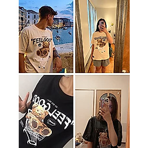 Vamtac Mens Oversized Vintage Graphic Tees Summer Bear Loose Fit Half Sleeve Baggy T Shirts for Women