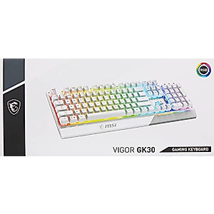 MSI Vigor Backlit RGB Dedicated Hotkeys Anti-Ghosting Mechanical Feel Gaming Keyboard (Vigor GK30 White US)