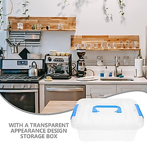 Zerodeko Storage Containers 5pcs Plastic Carrying Case with Handle, Transparent Desktop Storage Box Stackable Storage Bin with Lid Latching Clear Storage Bins Storage Box Ornament Storage