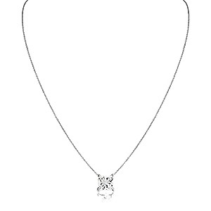 GIA Certified 1/2 Carat Princess Cut Diamond Square Pendant Necklace for Women in 14k White Gold on 18 Inch Chain with Spring Ring (J-K, SI1-SI2, cttw) 4-Prong Setting by Carat Craze