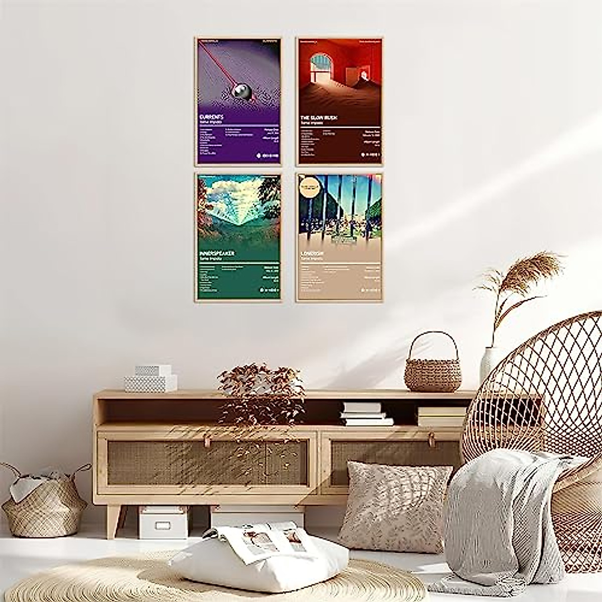 Enimoud Tame Impala Poster Rock Band Music Album Cover Posters for Room Aesthetic Print Set of 4 Wall Art for Girl and Boy Teens Dorm Decor 8x12 inch Unframed