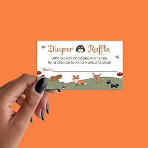 Paper Clever Party Woodland Diaper Raffle Tickets, Baby Shower Game Drawings, Invitation Insert Cards, 25 Guest Pack Ideas