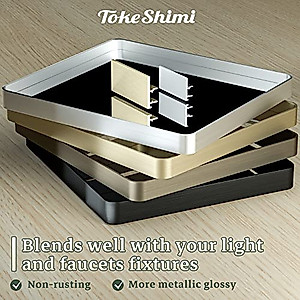 TokeShimi Gold Bathroom Mirror for Wall 36 x 30 Inch Metal Rounded Corner Rectangle Mirror Metal Frame Deep Set Design Hangs Horizontal Or Vertical