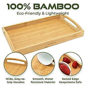 Greenco Bamboo Serving Tray with Handles (Small, Rectangle)
