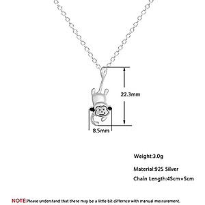 Chereda Power Necklace Silver Plated Monkey Cute 3D Animal Necklace Pendant Charm for Women