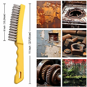 2 Pcs Stainless Steel Wire Brush, Wire Brushes for Cleaning Rust Heavy Duty Rust Remover for Metal Welding Wire Brush with Curved Handles 11 Inch for Rust Removal, Deburring, Surface Preparation