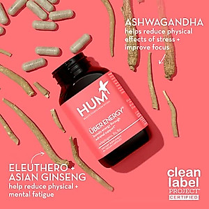 HUM Uber Energy - Adrenal & Energy Support Supplement with Ashwagandha Root & Vitamin B - Designed for Stress Relief, Adrenal Health, Memory and Focus (60 Vegetarian Capsules)