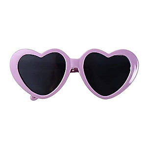 Plastic Pet Glasses, Heart Shaped Cat Sunglasses Cute Cat Eye-Wears Fashion Dog Glasses, Pets Photos Props Cat Decor Accessories(Purple)