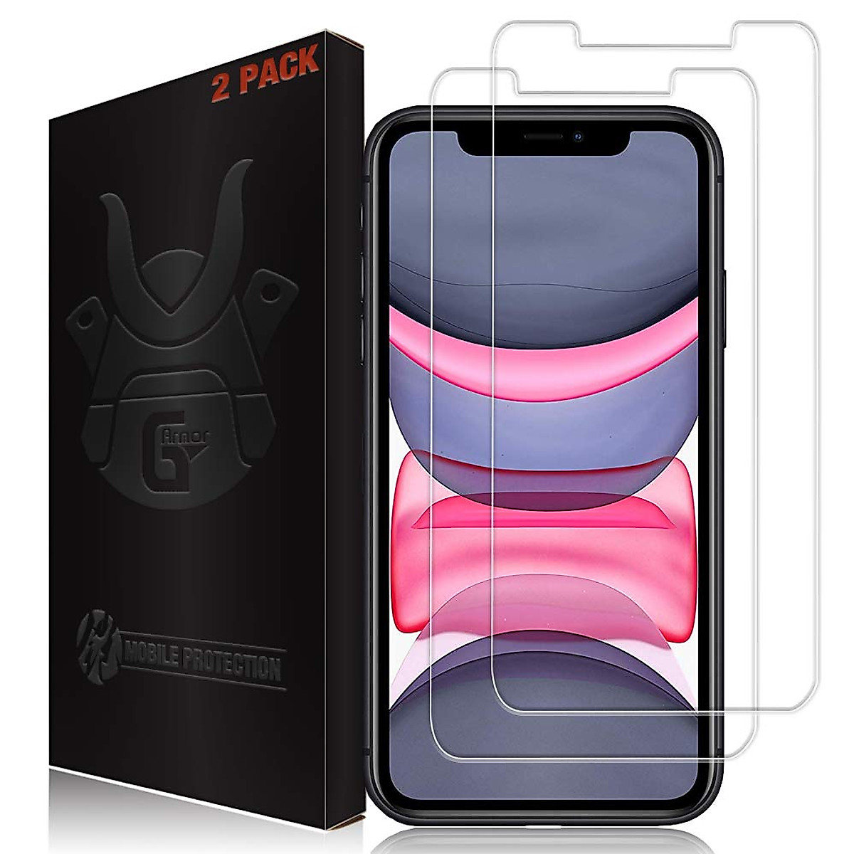 G-Armor 2 Pack Screen Protector for iPhone 11 and iPhone XR - Tempered Glass Screen Saver, Phone Case Friendly, Lifetime Replacement, Protective Screen Cover for 6.1 Inch iPhones
