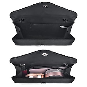 TINDTOP Clutch Purses for Women, Formal Evening Clutch Bags Sparkling Shoulder Envelope Party Handbags Wedding Cocktail Prom Clutches (Black)