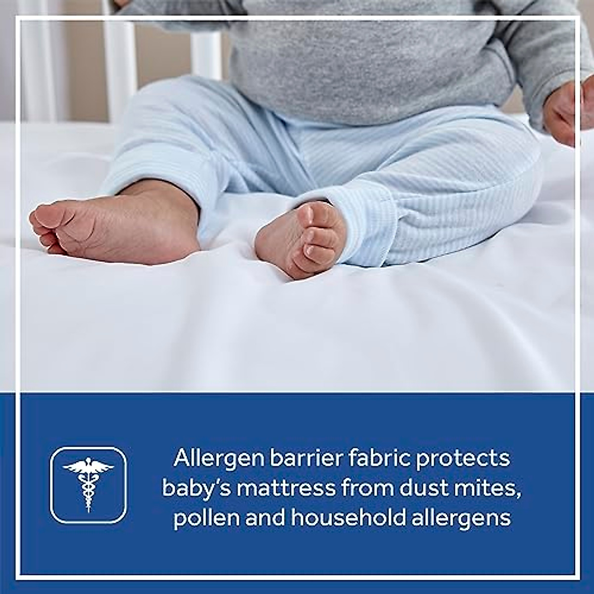 Sealy Allergy Protection Plus Waterproof Fitted Toddler Bed and Baby Crib Mattress Pad Cover Protector, Noiseless, Machine Washable and Dryer Friendly, 52" x 28" - White