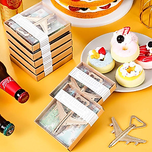 50 Pieces Airplane Bottle Opener with Box Wedding Party Favors Bulk Baby Shower Aviation for Pilot Travel Beer Bottle Opener Favors Guests Birthday Decorations (Classic Style)