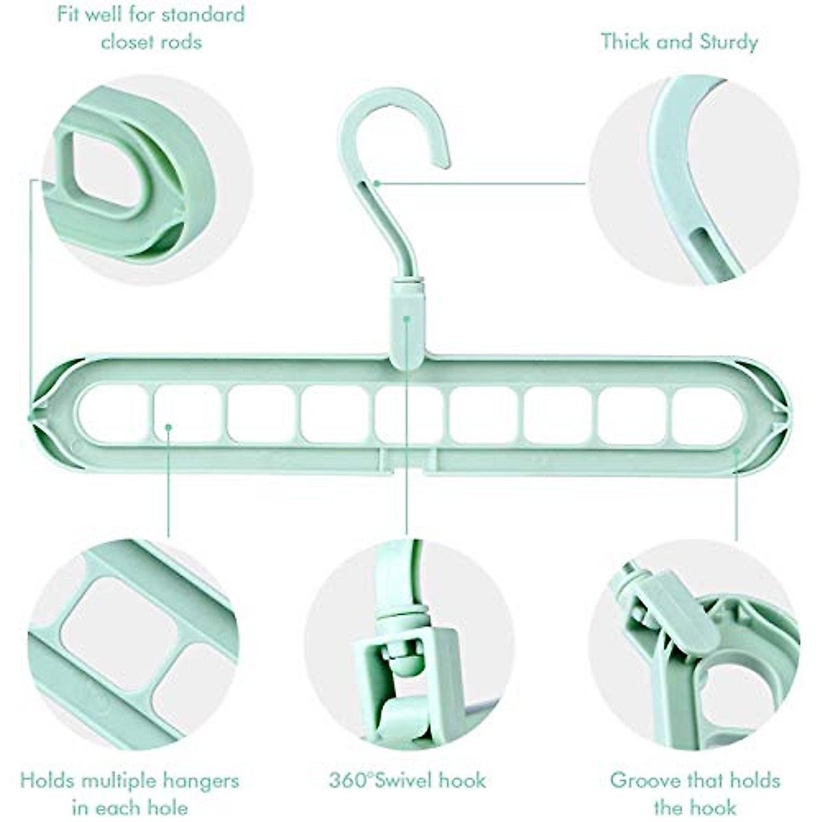 ESOUL TECHNOLOGY Magic Hangers Closet Space Saving Clothes Hanger Organizer Pack of 8 Plastic Suit Hangers 360 Degree Swivel 8pink