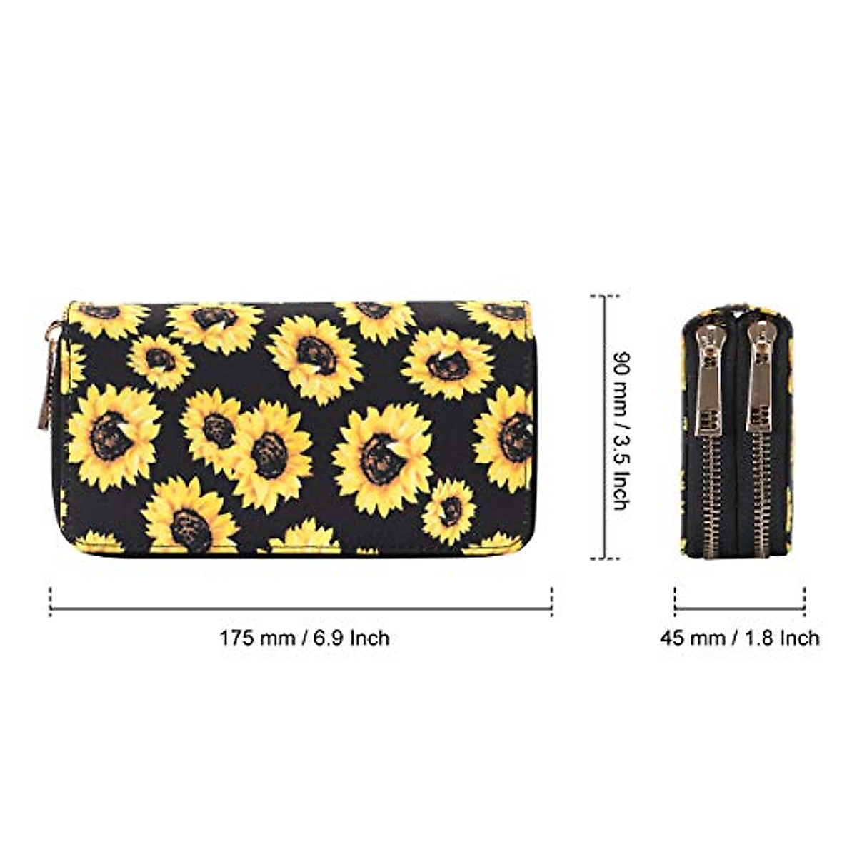 XEYOU Double Zipper Long Clutch Wallet Cellphone Wallet for Women with Removable Wristlet Strap for Credit Card, Cash, Coin, Bill