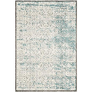 SAFAVIEH Passion Collection Accent Rug - 2'2" x 4', Turquoise & Ivory, Vintage Distressed Design, Non-Shedding & Easy Care, Ideal for High Traffic Areas in Entryway, Living Room, Bedroom (PAS401B)