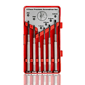 Mini Screwdriver Set Plus Tweezer, 7 PCS Total, Small Screwdriver Set with 6 Different Size Flathead and Phillips Screwdrivers, Precision Screwdriver Set for Jewelry, Watch, iPhone, Eyeglass Repair