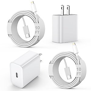 Fast Charger iPhone [Apple MFi Certified],iPhone Charger 2 Pack USB C Rapid Charger iPhone Block with 2Pcs 10FT Apple USB C to Lightning Cable for iPhone 14 Pro/13Pro Max/12/11Pro/Mini/XR/8/iPad