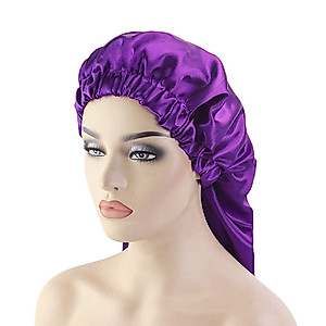 4 Pcs Bonnet for Braids, Dreadlock Cap Extra Long Soft Elastic Band Silky Satin Bonnet for Curly Hair Sleeping