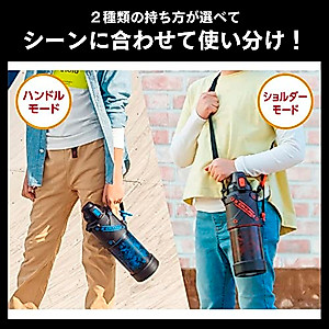 Zojirushi SD-HA10-BR Water Bottle, Direct Drinking, Sports Type, Stainless Steel, Cool Bottle, Seamless, 3.2 gal (1.0 L), Red Black