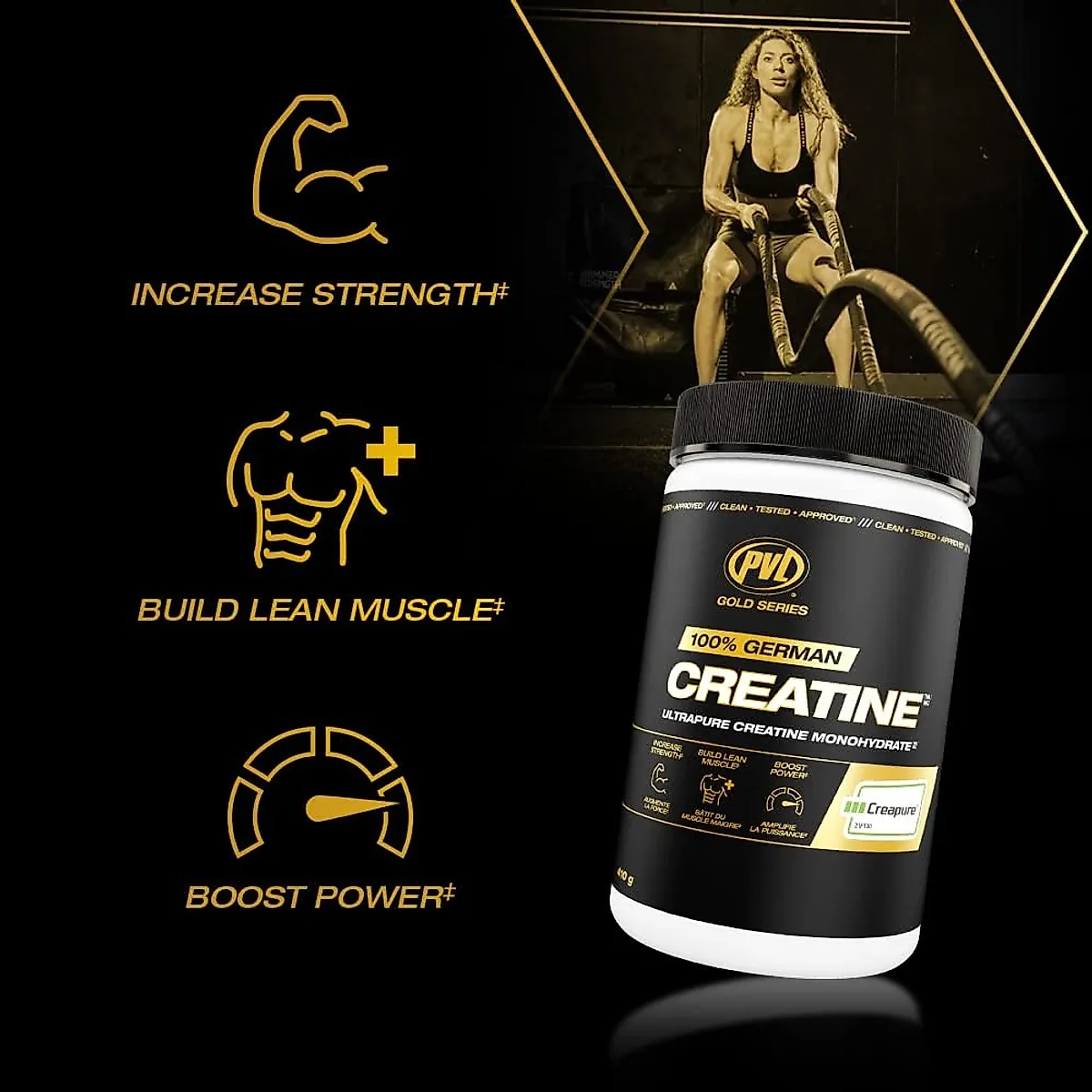 PVL Creapure Creatine - 100% Pure German Creatine monohydrate Powder - 82 Servings - 410 g