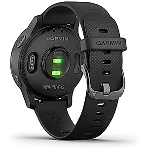 Garmin 010-N2172-11 Vivoactive 4S GPS Smartwatch, Slate Stainless Steel Bezel with Black Case and Silicone Band (Renewed)