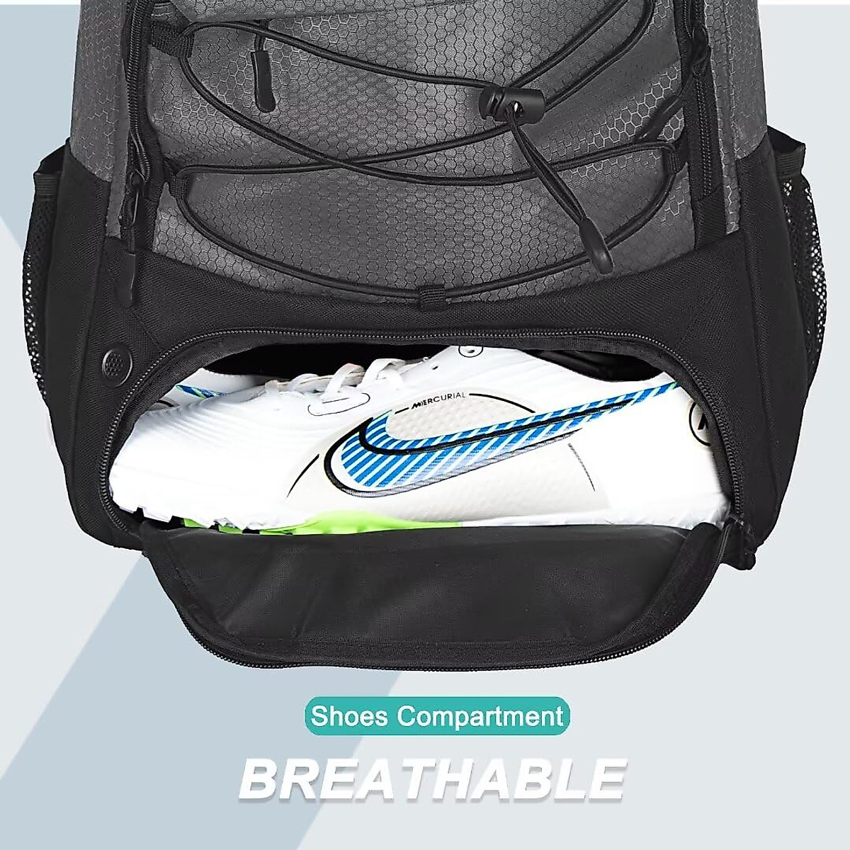 DAFISKY Youth Soccer Backpack - Soccer Bag with Shoes and Ball Compartment Sports Bag for Basketball Volleyball Football, Gray