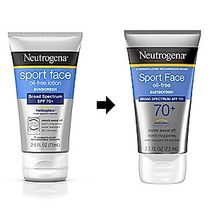 Neutrogena Sport Face Sunscreen SPF 70+, Oil-Free Facial Sunscreen Lotion with Broad Spectrum UVA/UVB Sun Protection, Sweat-Resistant & Water-Resistant, 2.5 fl. oz