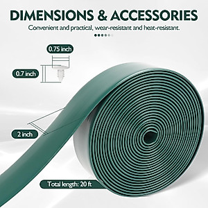 LukLoy 2" Wide Vinyl Straps for Patio Chairs Repair 20ft Long Patio Garden Furniture Replacement Straps with 20 Rivets, Dark Green