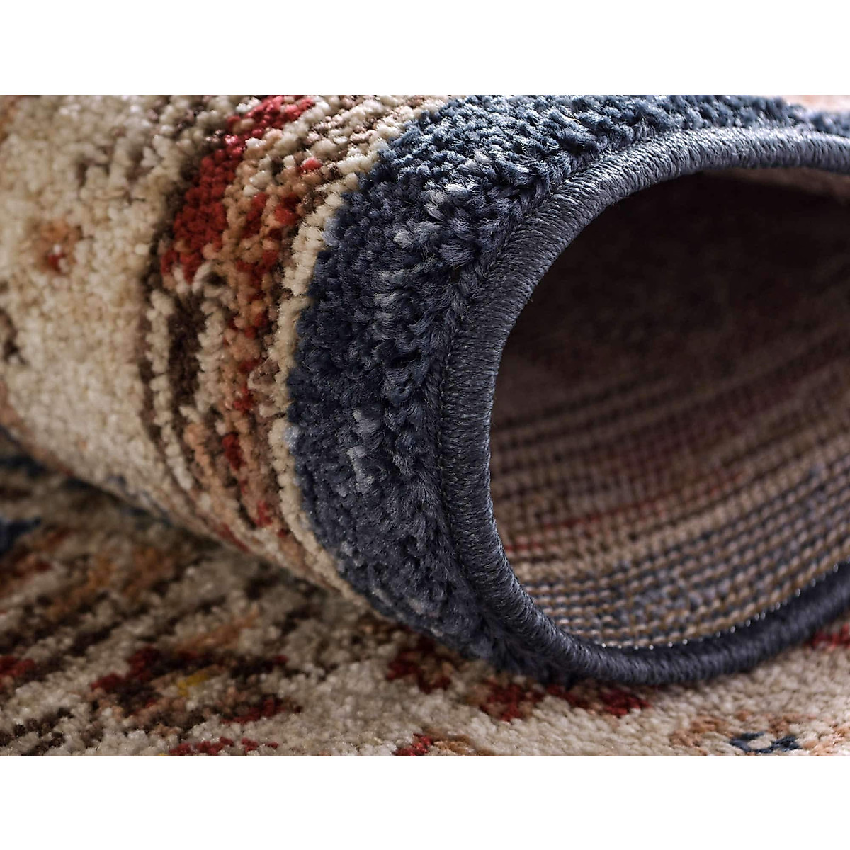 Unique Loom Utopia Collection Traditional Classic Vintage Inspired Area Rug with Warm Hues, 9' x 12' 2" Rectangle, Light Blue/Burgundy