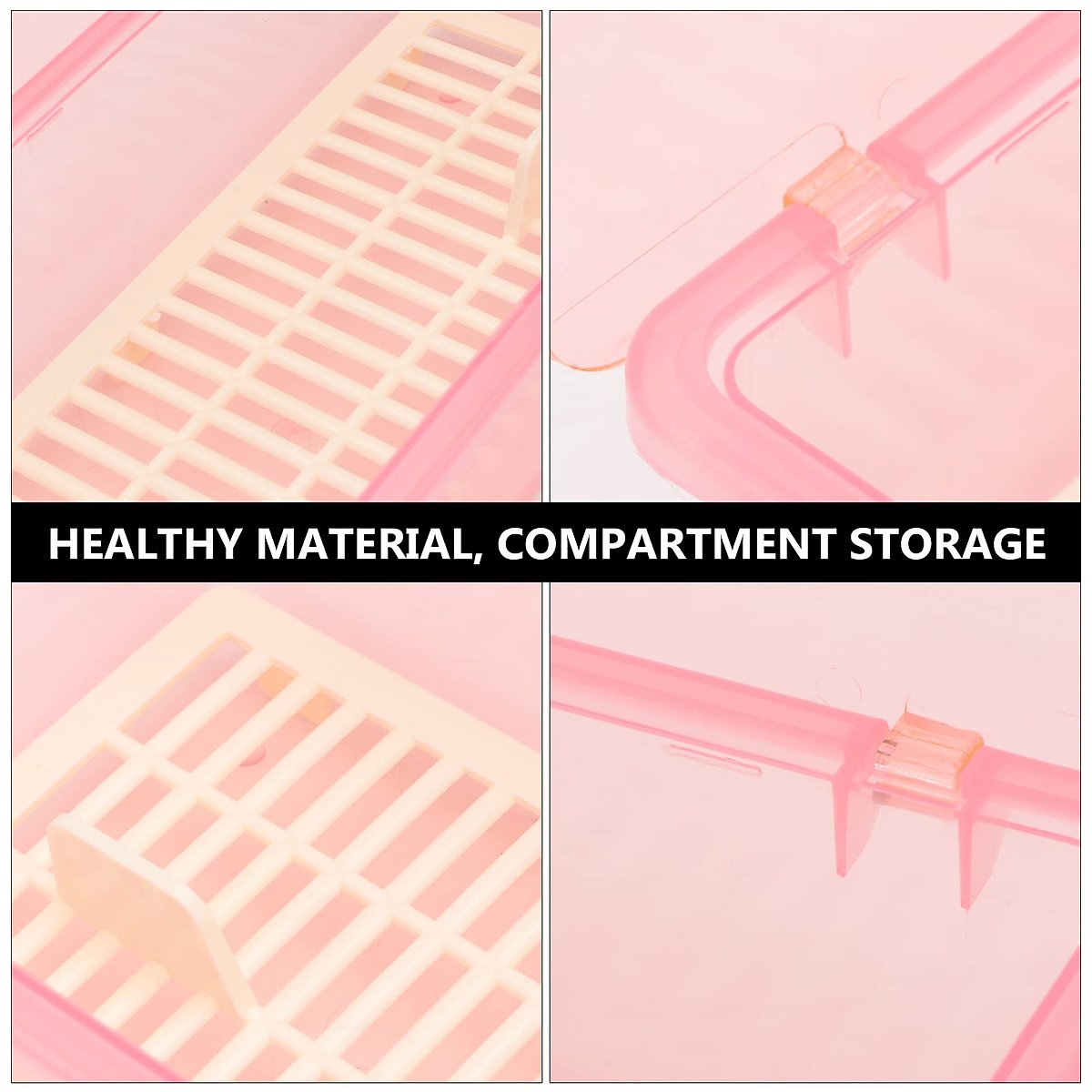 DOITOOL Flatware Tray with Lid and Drainer, Tableware Utensil and Cutlery Drawer Organizer with Lid Covered Silverware Tray to Keeps Your Cutlery Organized and Protected (Pink)
