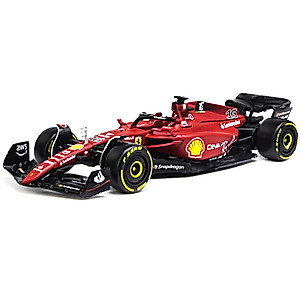 XTD Bburago 1:43 Ferrari #16 Leclerc 2022 F1 Scuderia Ferrari F1-75 #55 Sainz Alloy Luxury Vehicle Diecast Cars Model Toy Collection Gift (2022 F1-75 #16 Acrylic Box)Red