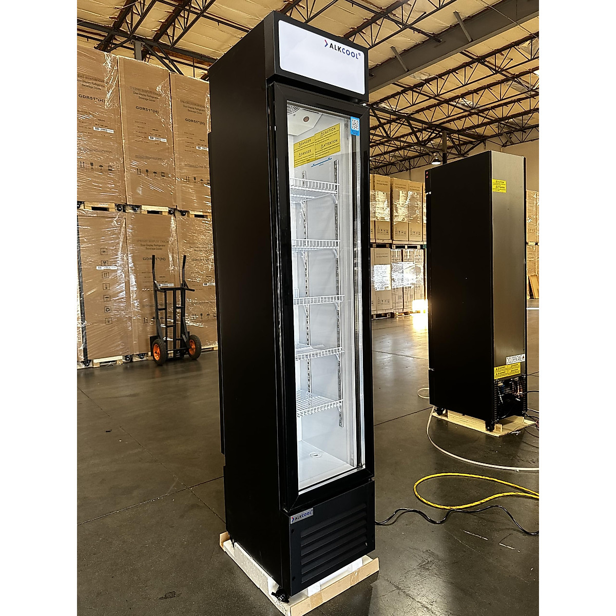 NAFCOOL Sub Zero Commercial Beverage Refrigerator Display Fridge，6 Cu Ft Small Slims Single Glass Door Merchandiser Drink Cooler with LED Light Adjustable Shelves,ETL and NSF Approval,15.4" Wide