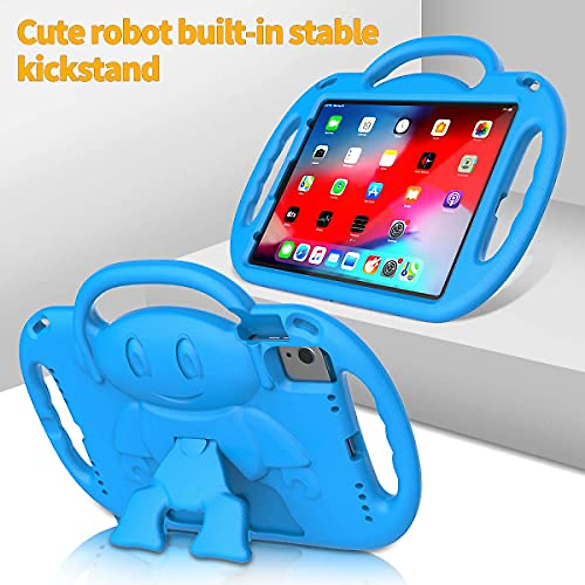 TOEVEK iPad Air 4th/5th Generation Case for Kids, iPad Air 10.9 inch 2020/2022 Case with Shoulder Strap, Handle Stand Protective Case for iPad Pro 11(2022/2020/2021/2018) and iPad Air 4/5, Blue