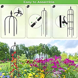 Garden Obelisk Trellis for Climbing Plants, Rustproof Plastic Coated Metal Plant Support, Garden Tower Trellis Indoor Potted Plant, Tomato Plant Cage for Support Rose, Vegetable Vines(1 Pack)