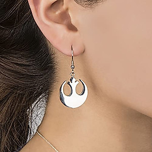 Amazon Collection Star Wars Jewelry Rebel Alliance Stainless Steel Dangle Hook Drop Earrings (SALES1SWMD), silver