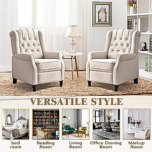 Phoenix Home Elizabeth Push Back Chair Recliner, Beige