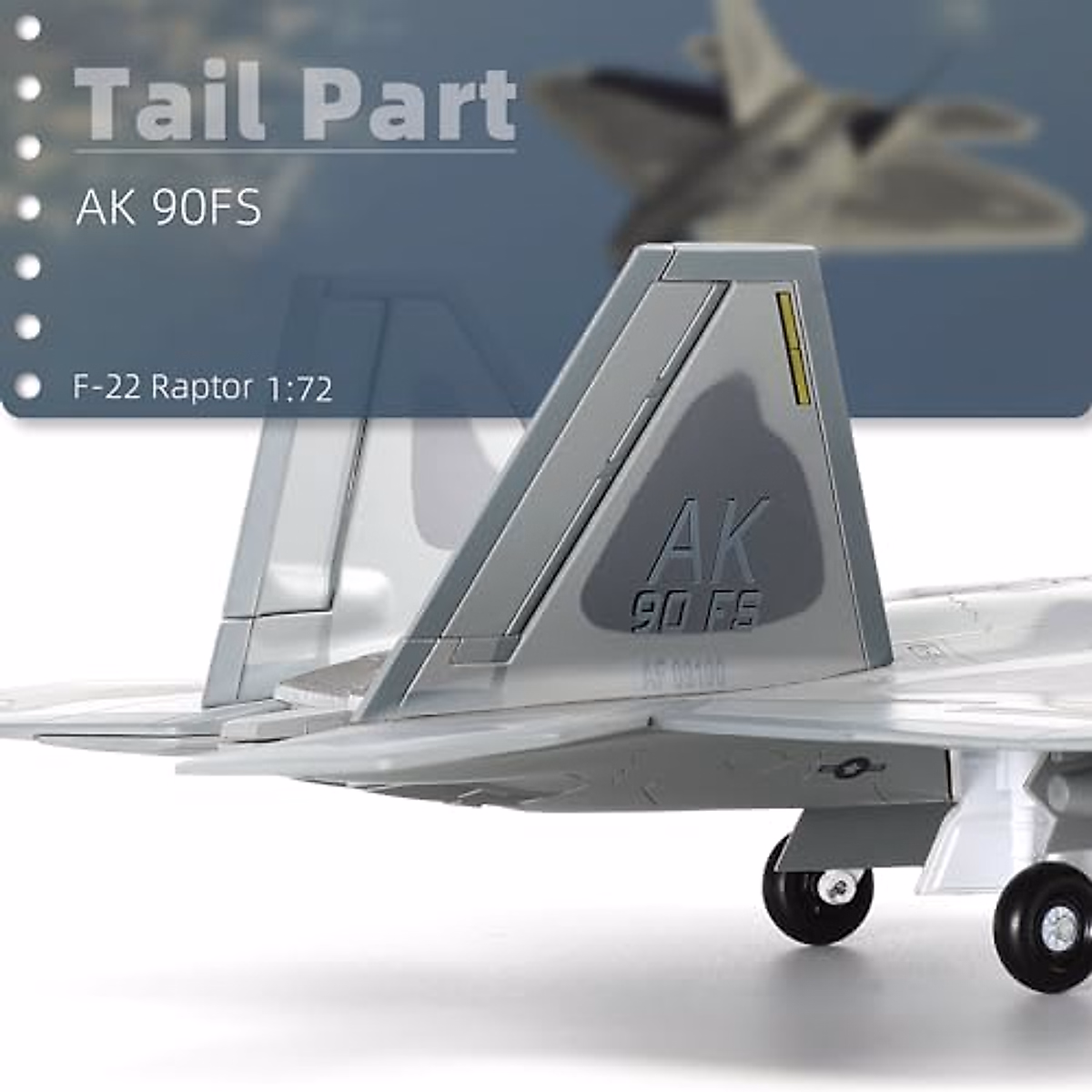 NUOTIE F22 Raptor 1/72 Diecast Metal Aircraft Model Kit USAF Fighter Jet Alloy Airplane Model with Stand for Adult Military Enthusiasts Collections or Creative Gifts (AK 90FS)
