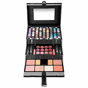 SHANY All In One Makeup Kit (Eyeshadow, Blushes, Face Powder, Lipstick, Eye liners, Makeup Pencils and Makeup Mirror - Makeup Set With Reusable Makeup Storage Box - Black