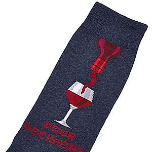 K. Bell Socks mens Food and Drink Novelty Crew Sock, Pour Decisions (Denim Heather), One Size US