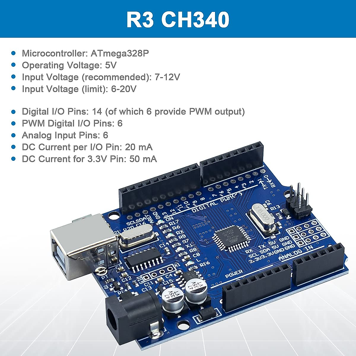 LAFVIN Basic Starter Kit with R3 CH340,Breadboard + Retail Box Compatible with Arduino IDE