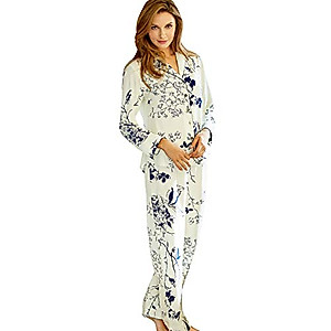 Julianna Rae Natalya Women's 100% Silk Pajama, Petite, Midnight Floral, LP