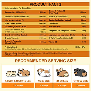 Glucosamine for Dogs - Joint Supplement for Dogs, Chondroitin, MSM, Turmeric, Omega 3 for Dogs, Support Hip and Joint Mobility - Dog Joint Pain Relief, Dog Joint Supplement Large Breed, 9.52 Oz