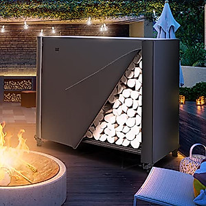 RitPin Firewood Rack Cover Outdoor 4 Feet Firewood Log Rack Cover Protector, Windproof, Waterproof Design, Protection and Storage for Wood,Black
