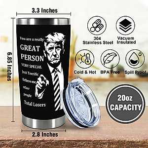 Travel Coffee Mug, Make Coffee Great Again 20ozTumbler for Men & Women, Thank You Appreciation Gifts, 20 Oz Stainless Steel Insulated Coffee Tumbler, Black