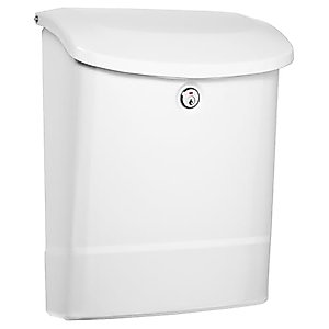 Architectural Mailboxes Parkside Galvanized Steel, Locking, Wall Mount Mailbox, 2576W-10, White, Medium Capacity