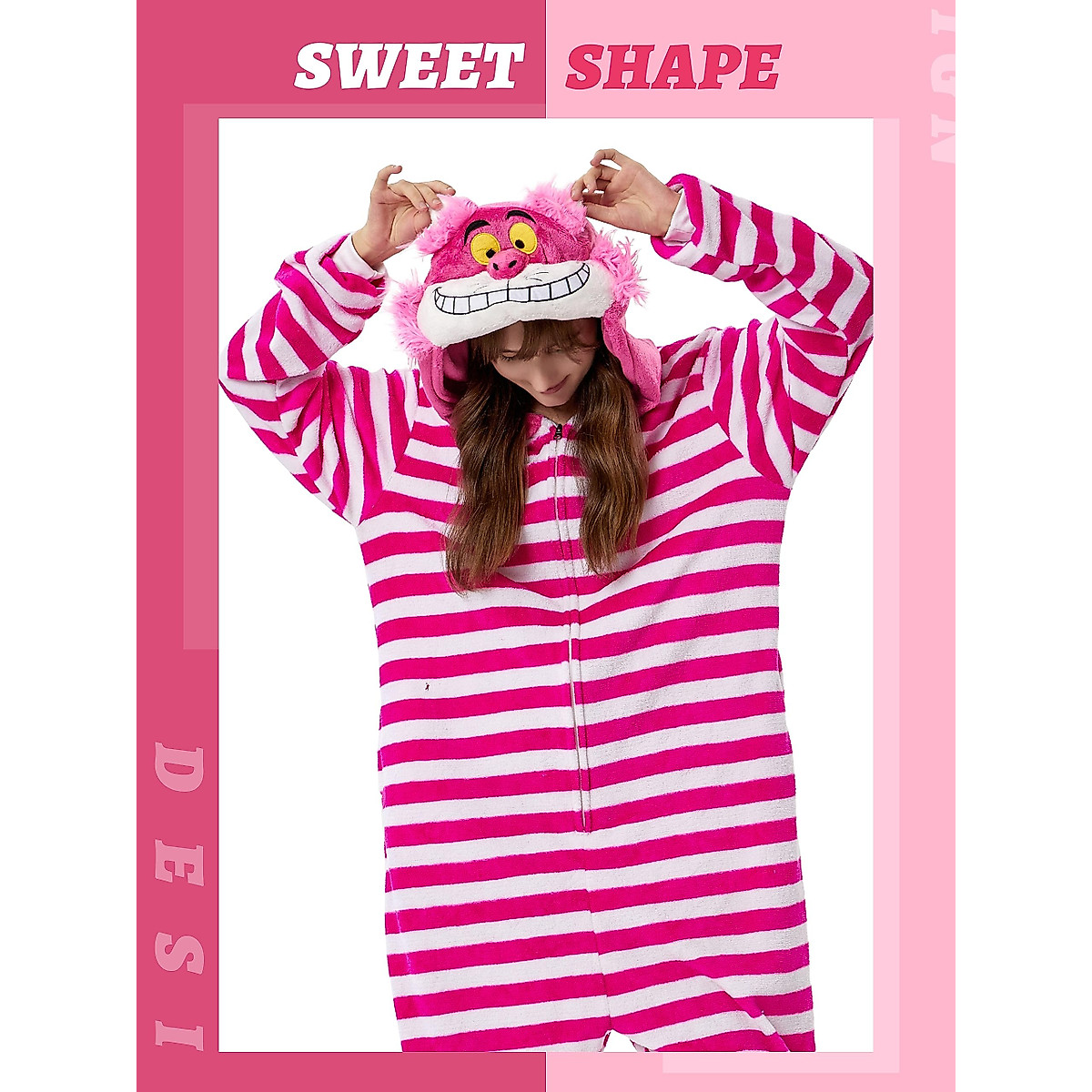 QSTYLE Adult Animal Onesie Halloween Costume,One Piece Cosplay Suit for Women and Men