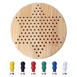 Gothink Chinese Checkers Board Game Toy for Adults Seniors Kids, 11.3 Classic Wooden Checkers Game Set, Fun Family Board Games for All Ages